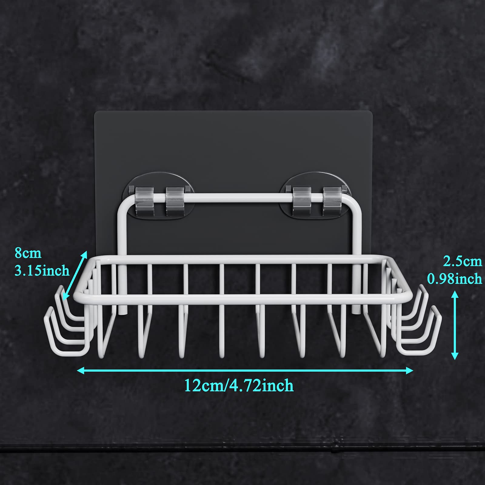 Nieifi Bar Soap Holder for Shower Wall with 4 Hooks, Stainless Steel Adhesive Soap Dish for Bathroom, White