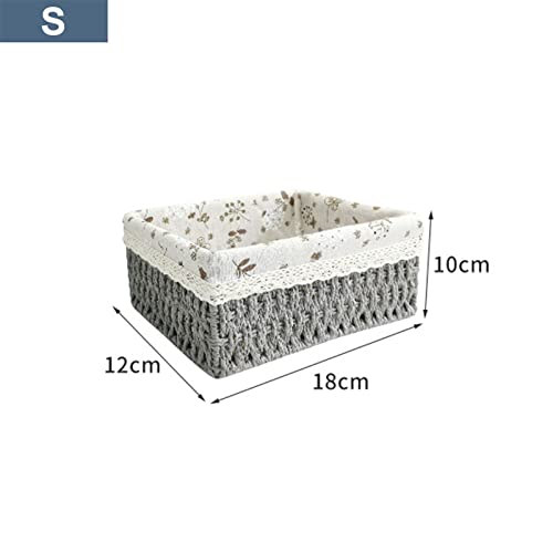 KLKCMS Multipurpose Rattan Storage Basket Decorative Baskets for Living Room Tabletop Bedroom, Medium Grey A