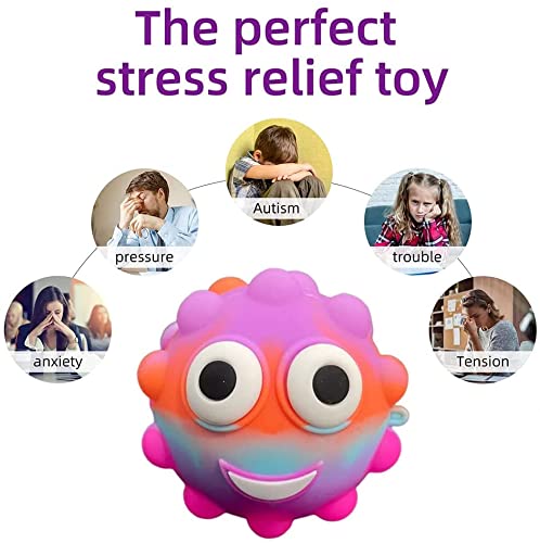 Pop Ball Glow Balls Stress Ball Bouncing Ball ,Fidget Toy Push Bubble Toys, 3D Silicone Squeeze Finger Press Ball Stress Relief Hand Toys (D)