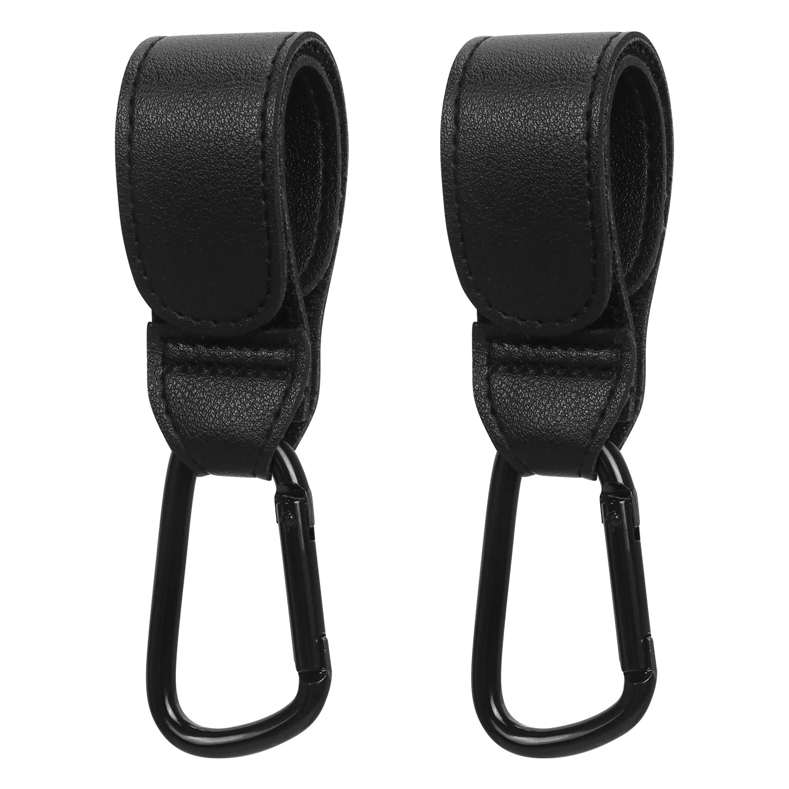 FYY (2 Pack) Leather Stroller Hooks for Hanging, Baby Stroller Hook for Diaper Bags, Multipurpose Hooks for Hanging Bags, Shopping Bags, Tote, Free Hands, Stroller Accessories, Stroller Hooks Clips