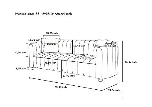 Kadway Lambswool Sofa for Living Room, 84" Mid-Century Modern Beige Couch, Luxury Loveseat Sofa Couch, Sectional Love seat Sofa Couch with Gold Legs, Upholstered Sofa for Apartment Bedroom Home Office