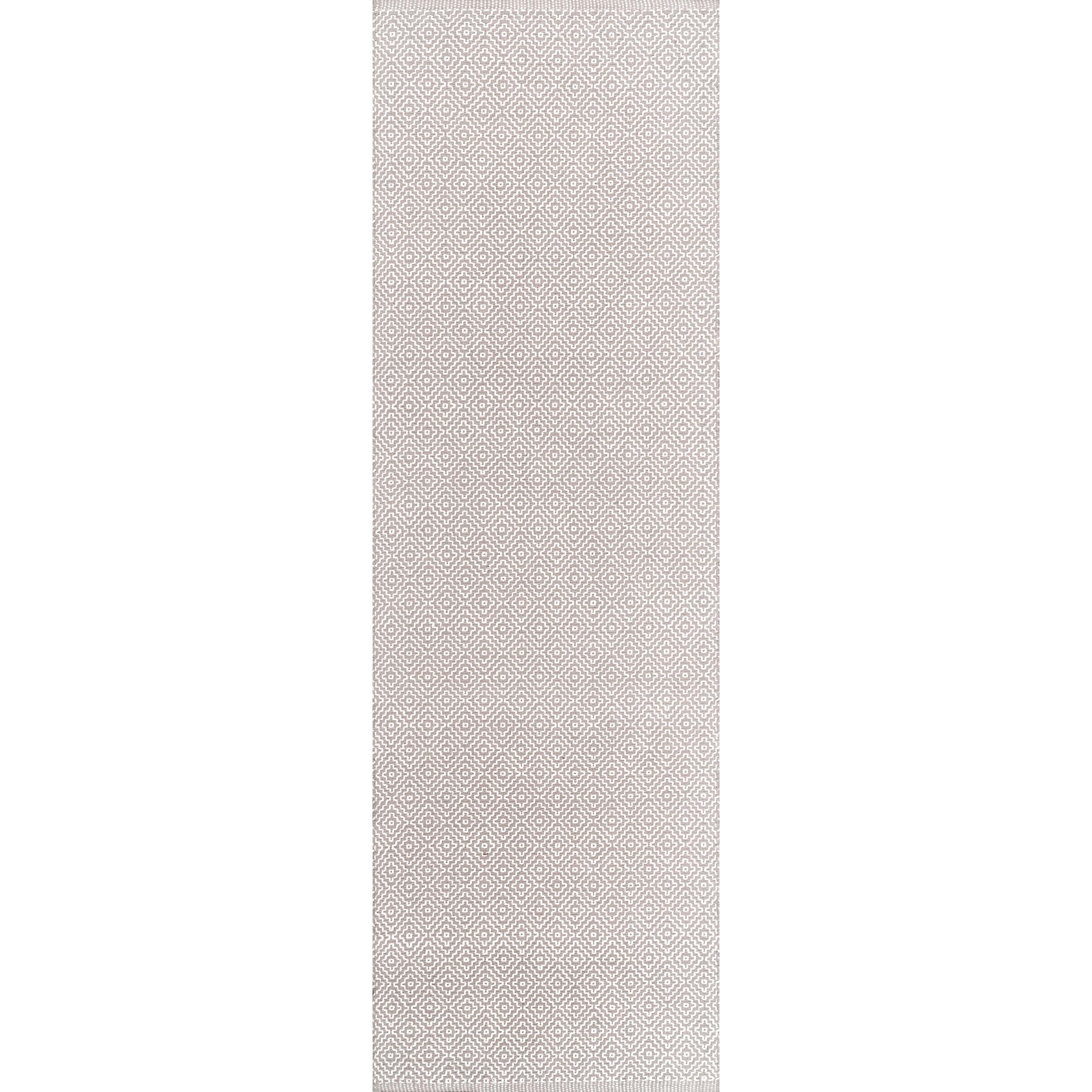 nuLOOM Lorretta Geometric Cotton Runner Rug, 2' 6" x 6', Taupe, Rectangular, 0.2" Thick