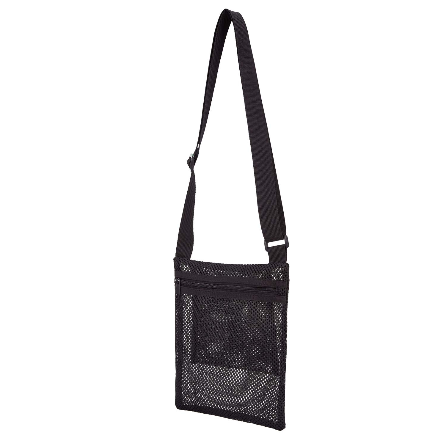USPECLARE Heavy Duty Semi-Transparent Mesh Purse, 10" L x 9" H See Through Mesh Crossbody Bag with Inner Pocket for Swimming, Travel, Beach (Black)