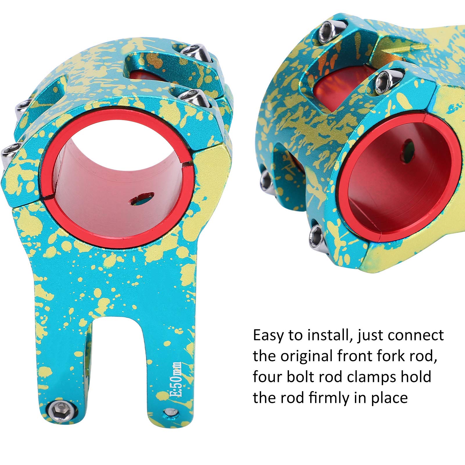 Dilwe Mountain Bike Stem 31.8/35mm Colorful Handlebar Stem Suitable for Most Road Bikes/Fixed Gear Bikes/Mountain Bikes (Blue Gold)