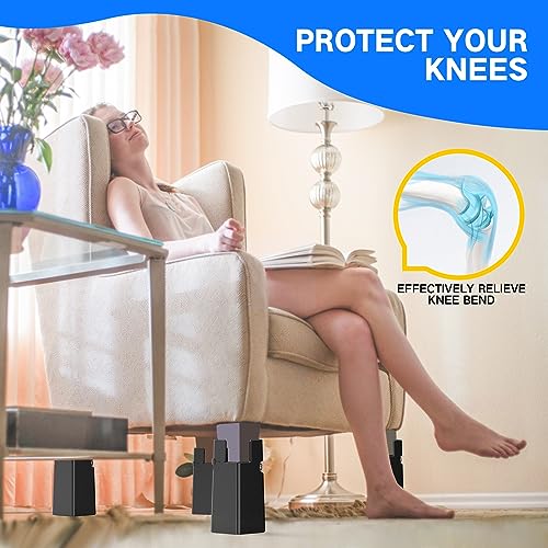 XNN Furniture Risers Adjustable Bed Risers 4 Inch with Screw Clamps, Heavy Duty Risers Suitable for 0.8-1.6" Small Furniture Legs, Table Chair Sofa Cabinet Risers, Supports 20000 LBS (Black 4 Pack).