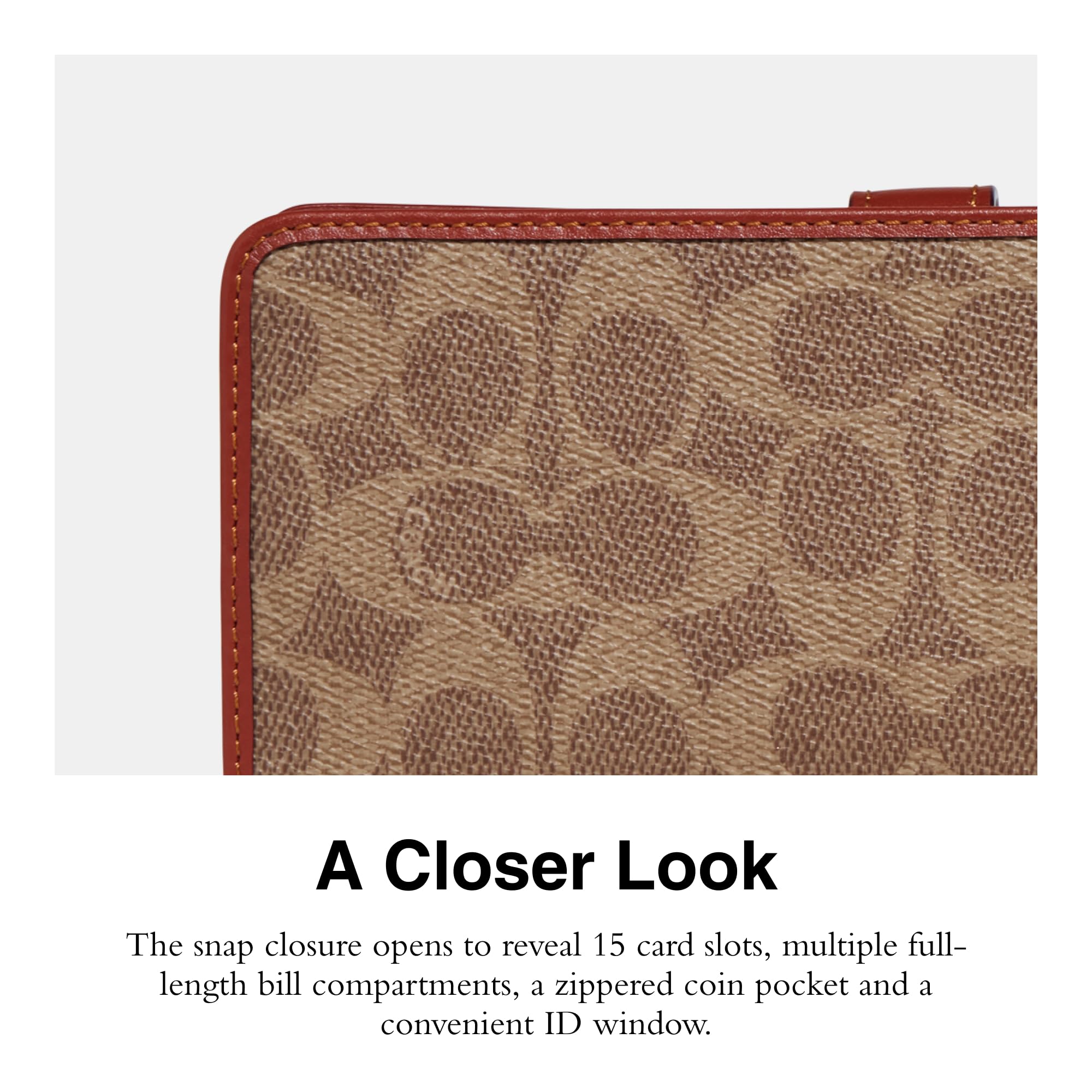 Coach Coated Canvas Signature Skinny Wallet, Tan/Rust
