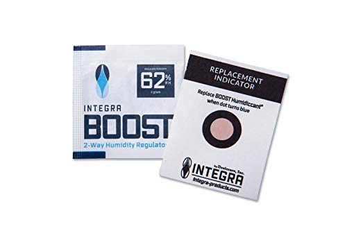 Integra Boost 62% RH Humidity Packs with 2-Way Humidity Control, Plant-Based, Salt-Free, 2 Gram, 50 Pack