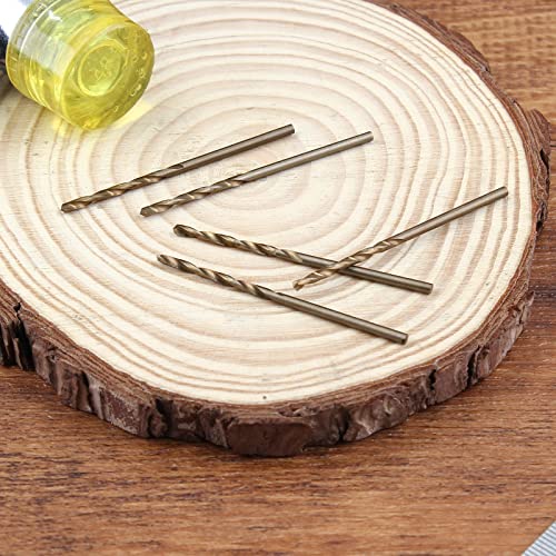 Qjaiune 5/64 Inch Cobalt Drill Bit Set, 20pcs M35 HSS Twist Drill Bit Set Titanium Coated Drill Bits, 135 Degree Split Point Jobber Drill Bits for Metal Hardened Steel Aluminum Cast Iron Wood Plastic