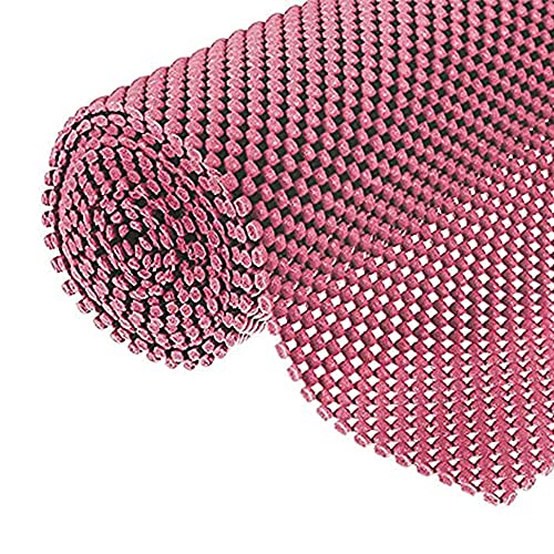 Shelf Liner Drawer Liner Non-Slip Mat Shelves Liners 12" X6.5’ Grid Pattern PVC Non-Adhesive Grip Liner Anti-Slip Mat for Kitchen Cabinets Wire Shelving Pantry Dresser Refrigerator (Pink)