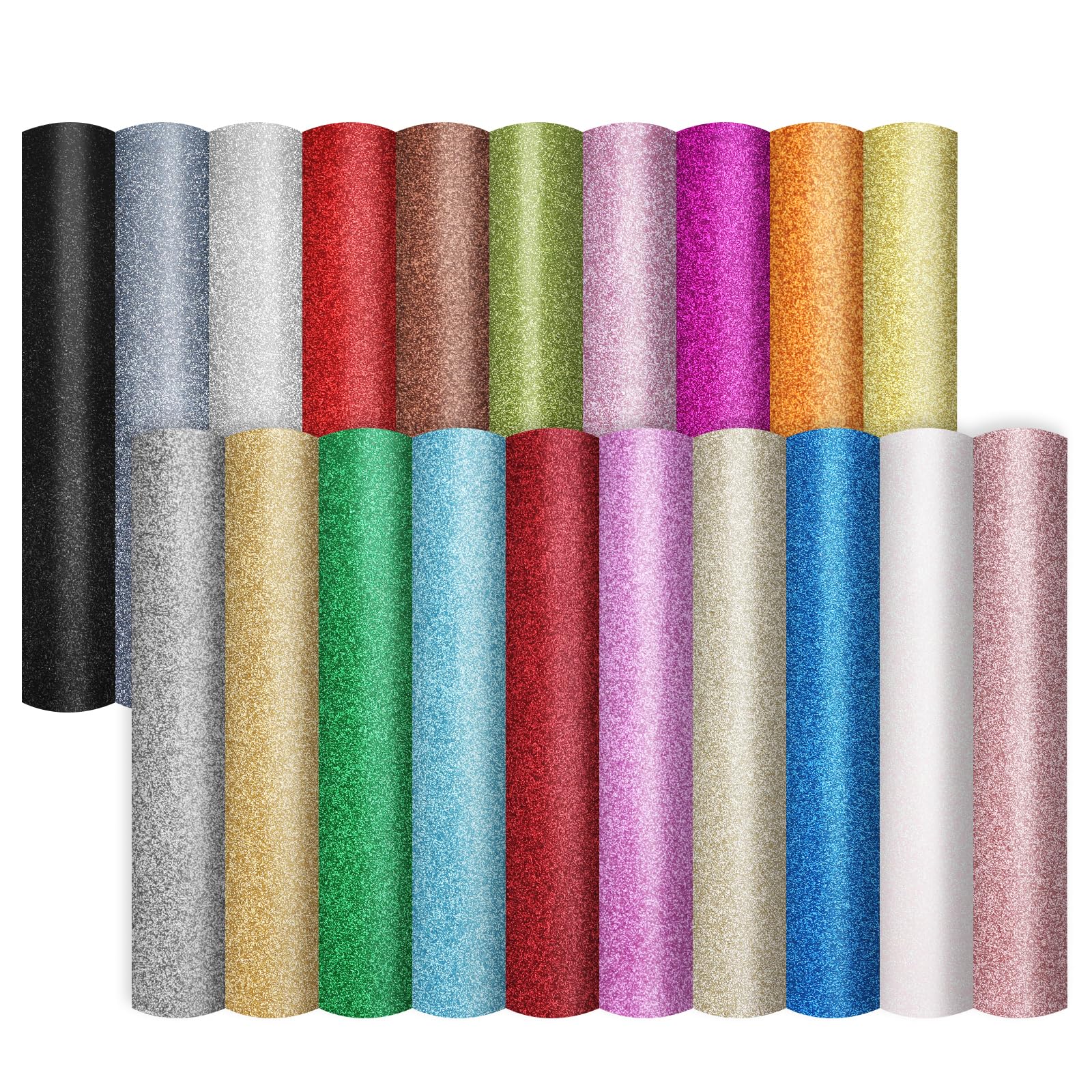 FOPINOA 20PCS Glitter Faux Leather Sheets, 8.26 x 11.8 Inch Faux Leather Fabric Sheets A4 PU Faux Leather Sheets for DIY Crafts, Jewelry Making, Sewing, Craft Making
