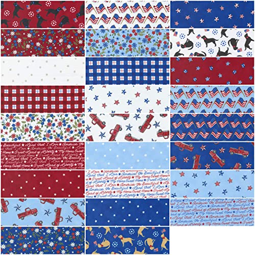 Moda Fabrics All American Charm Pack by Deb Strain; 42-5'' Precut Fabric Quilt Squares