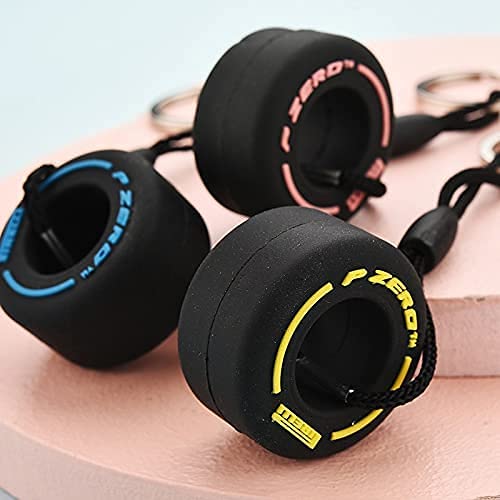 QNQA F1 Racing Tire Key Chain,Wheel Tyre Auto Keychain,Mini Cute Tire Keyring,Soft Rubber,Car Part Model Keyfob,Automotive Part Car Gift Key Ring for Men Women Auto Accessoriest,Feel (3pcs),Ø3.6×14CM