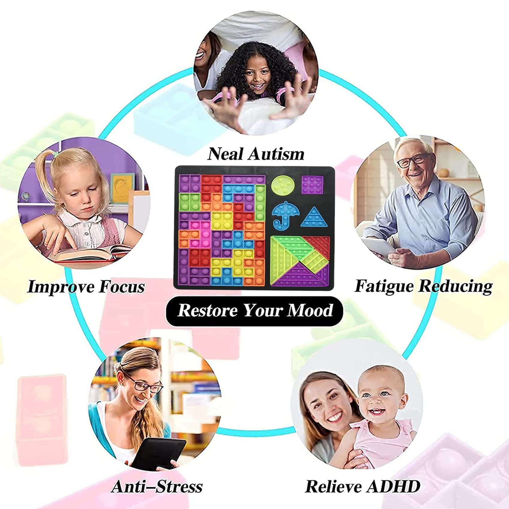 Popit Games Big Pop Board Games Fidget Toy - 36pcs Jigsaw Puzzle Game Pop Push It Bubble Sensory Fidget Toys for Play with Friends, Interactive Jumbo Stress Anxiety Relief Toy Play with Friends