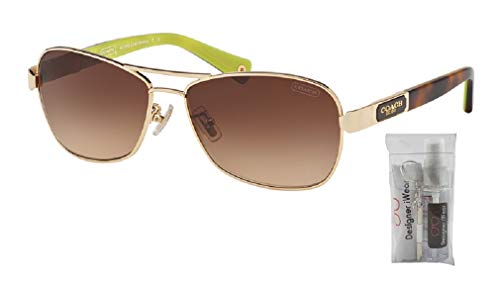 Coach HC7012 CAROLINE 910013 56M Gold/Tortoise/Brown Gradient Aviator Sunglasses For Women+ BUNDLE with Designer iWear Eyewear Kit