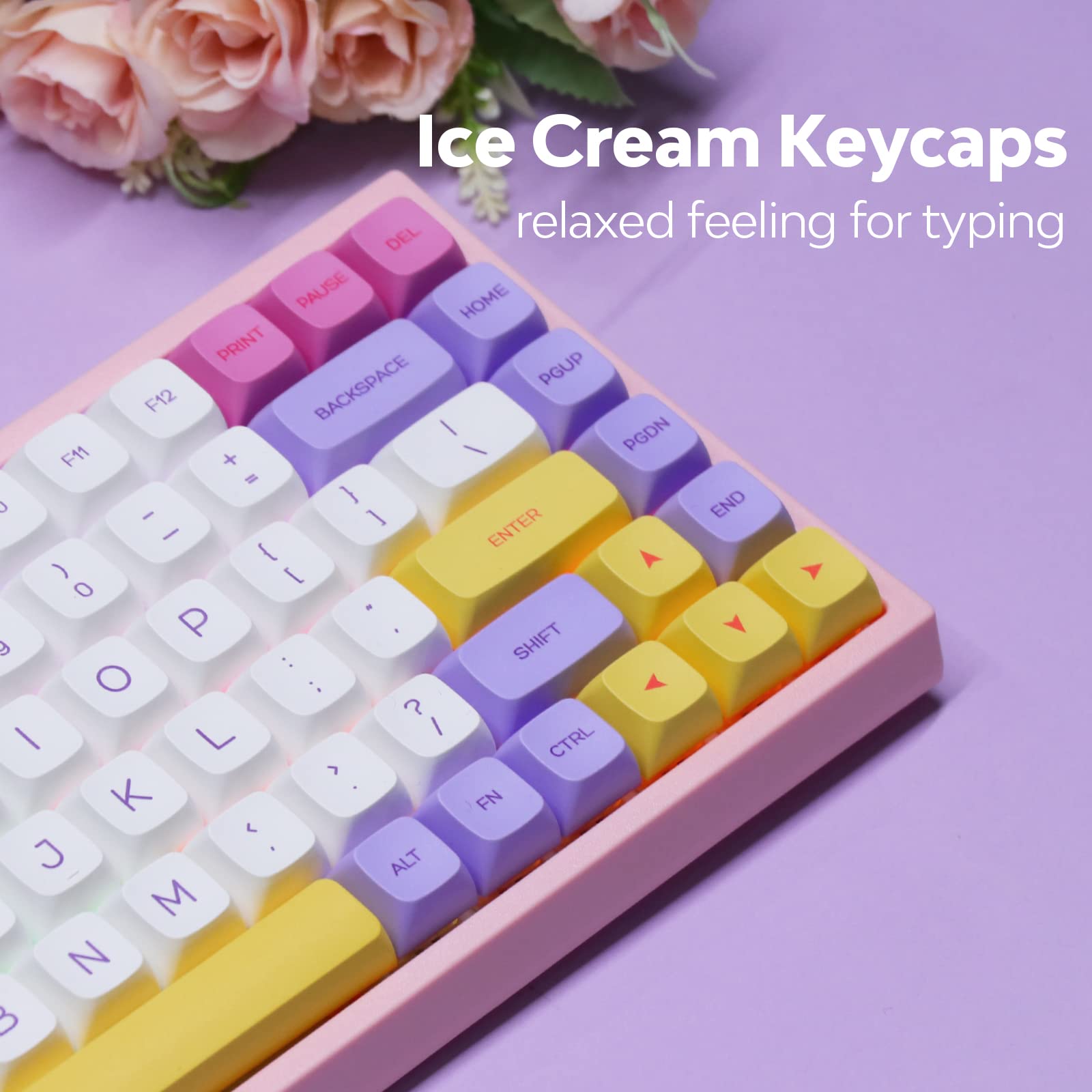 EPOMAKER EP84 Hot Swappable Gaming Keyboard (Flamingo) with TH21 Number Pad (Gateron Yellow Switch)
