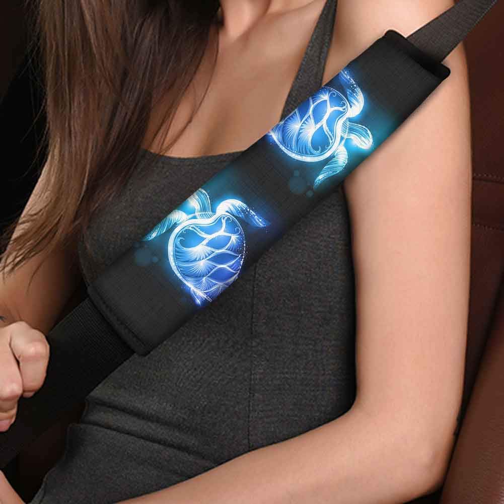 Deeprinter Aqua Sea Turtle Car Seat Belt Pads Covers Universal Auto Accessories Decor for Women Men
