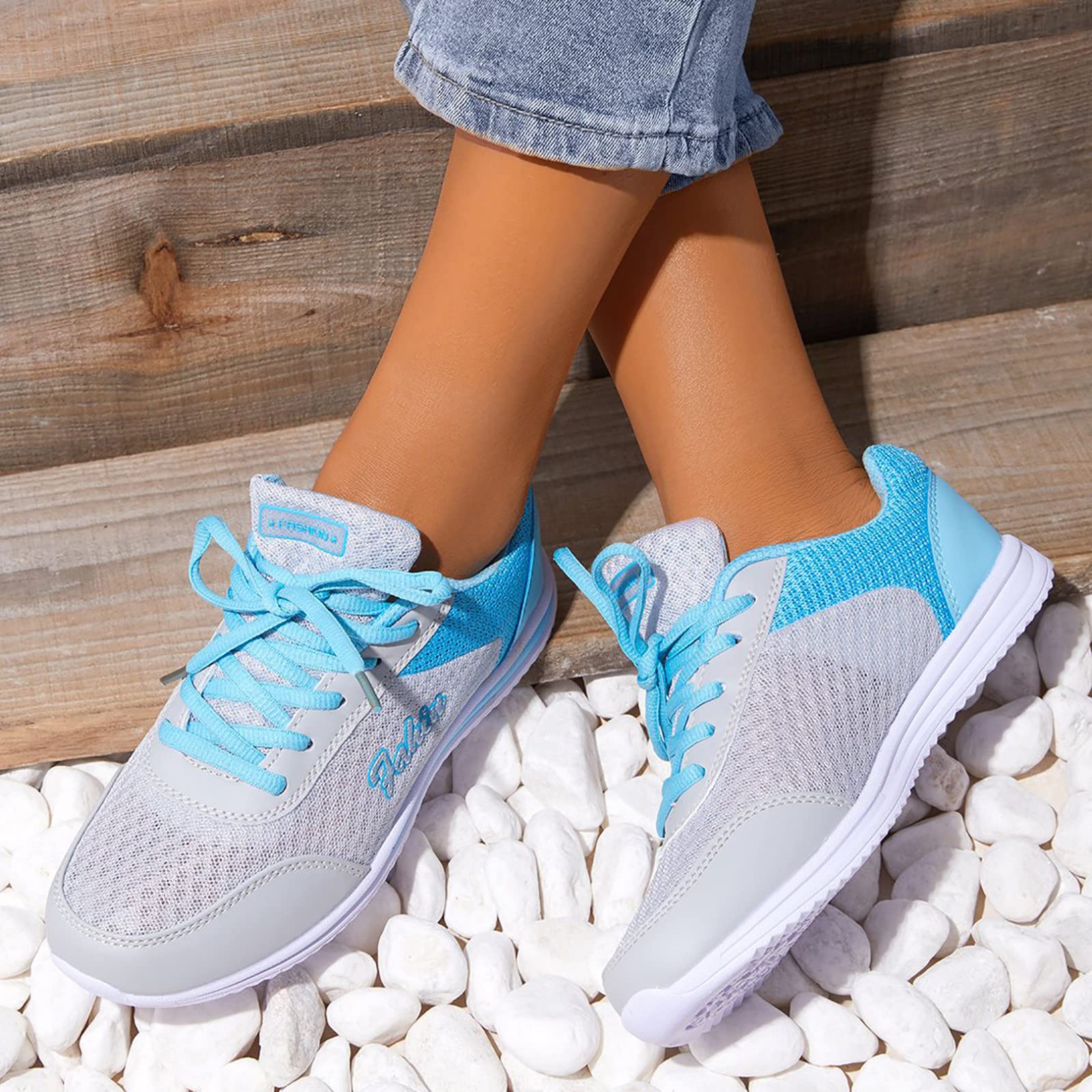 for Women's Breathable On Slip Casual Fashion Mesh Shoes Women's Womens Sneaker Roller Skates Sky Blue