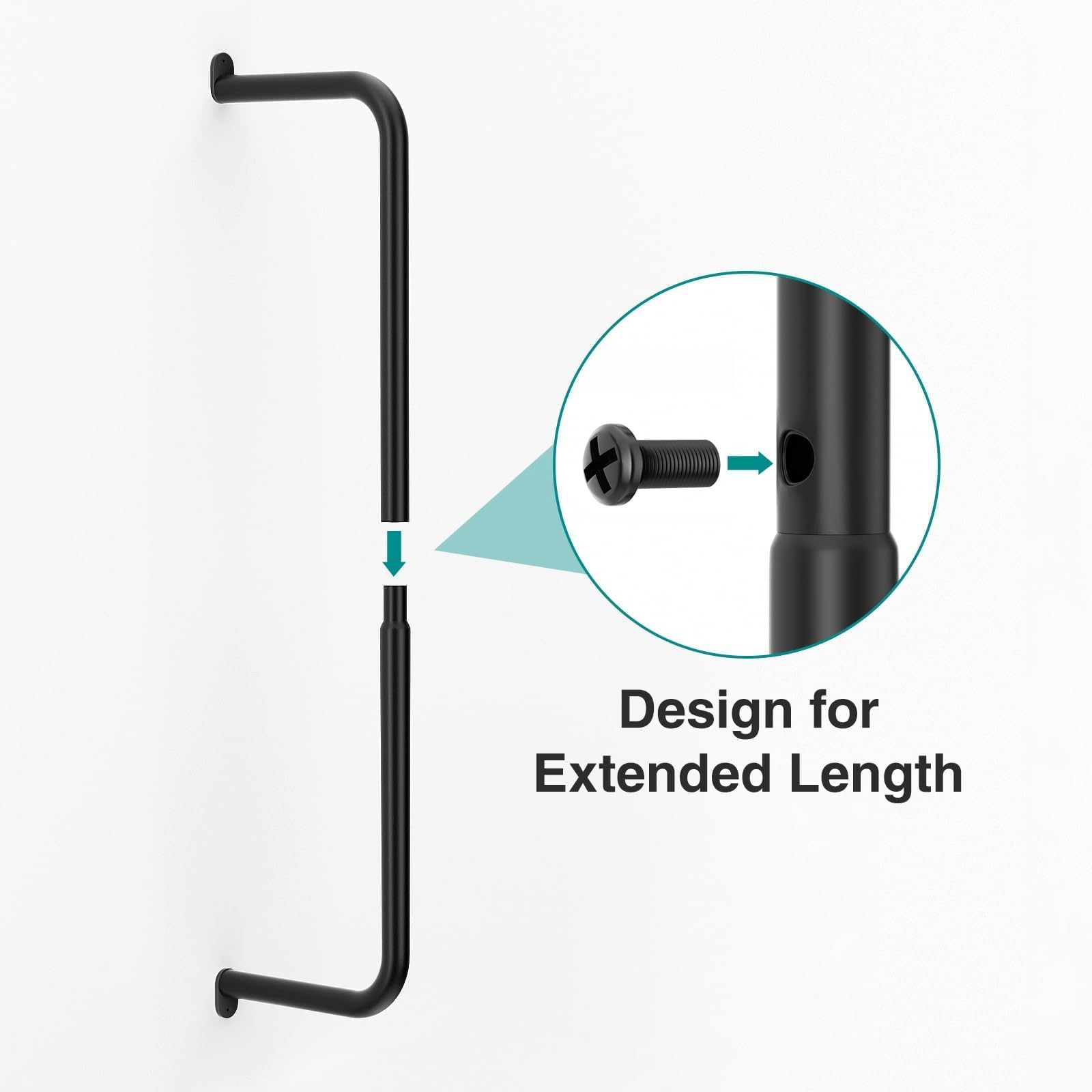 Josmimic Towel Rack for Rolled Towels: Towel Holder Wall Mounted Can Holds 5 Large Towels - Matted Stainless Steel for Bathroom - Black 22.78 Inch