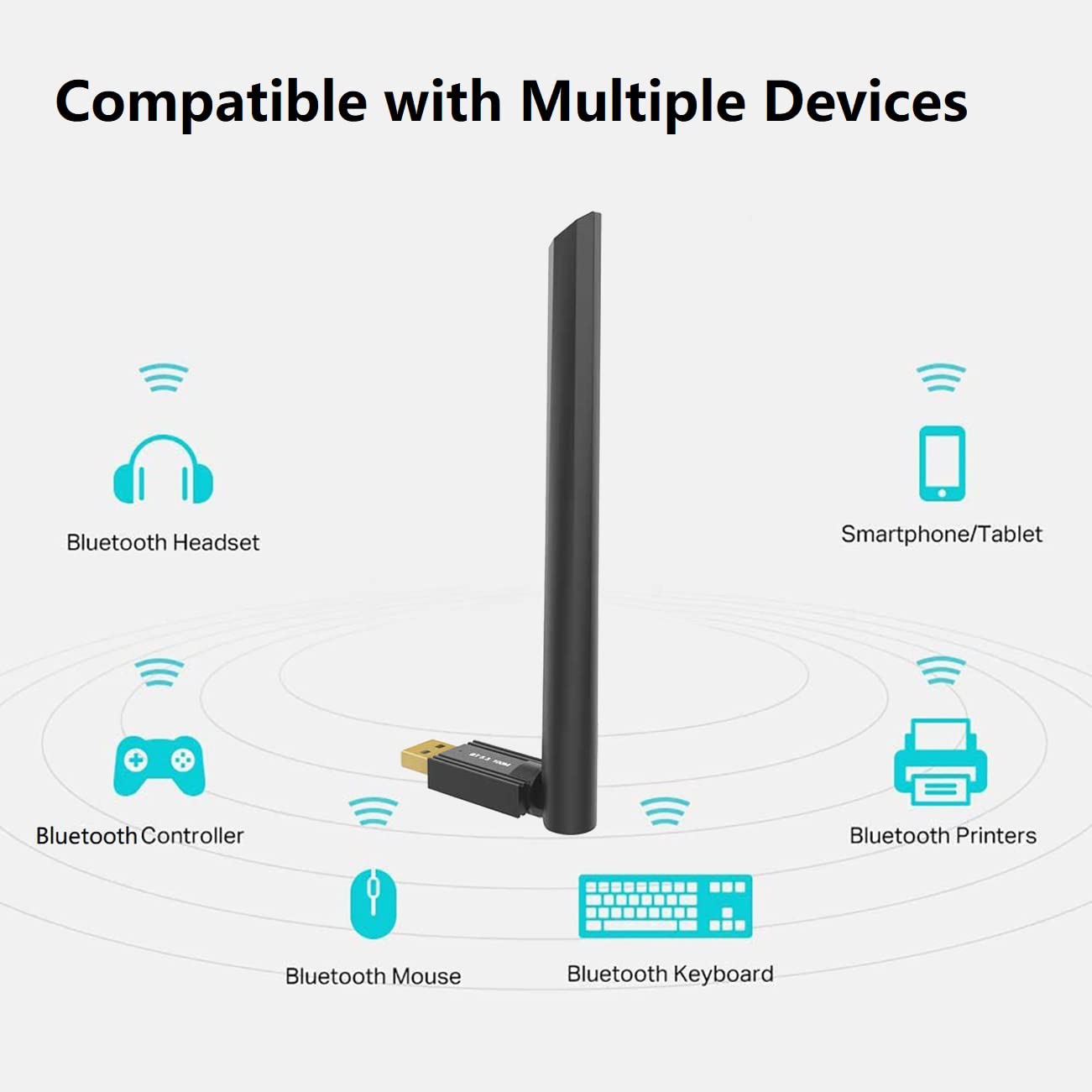 eppfun 3046A Pro Long Range100m USB Bluetooth Adapter for PC, Bluetooth 5.3 Dongle Receiver, Wireless Audio Transmitter, Support Windows 11/10/8.1 Compatible with Headphones Printer Mouse Keyboard