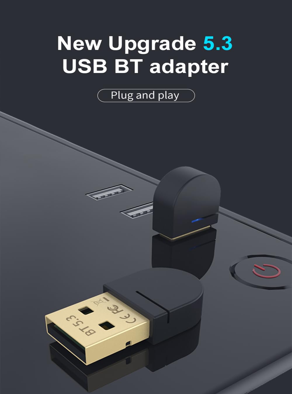 eppfun USB Bluetooth Adapter for PC Laptop Desktop, Bluetooth 5.3 Dongle Receiver, Wireless Audio Adapter, Support Windows 11/10/8.1, Compatible with Mouse Keyboard Headphones/Headsets Printers