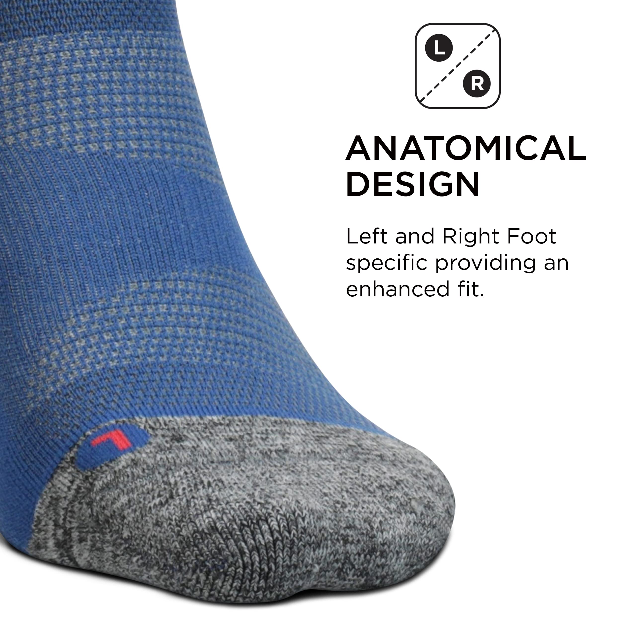 Feetures Elite Ultra Light Cushion Mini Crew Sock - Sport Sock with Targeted Compression - Medium, Rogue Blue (1 Pair)