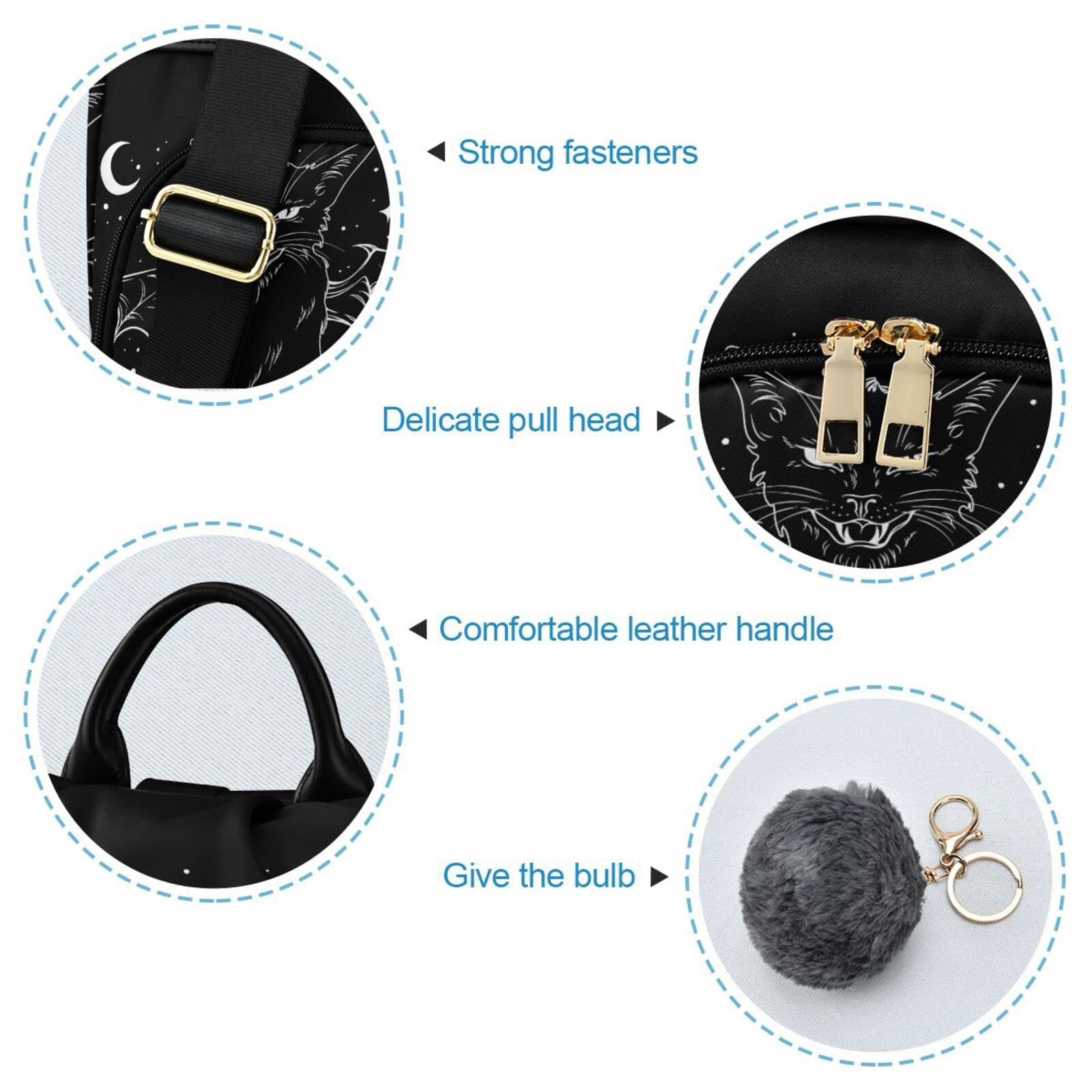 Fustylead Black Cat with Monster Wings Backpack Purse for Women Anti-theft Backpack Purse Travel Daypack
