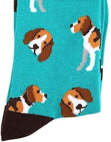 Forest & Twelfth Women’s Crew Cut Socks, Animal Themes, Fun and Unique Graphic Socks, One Size Fits Most (Beagle Turquoise)