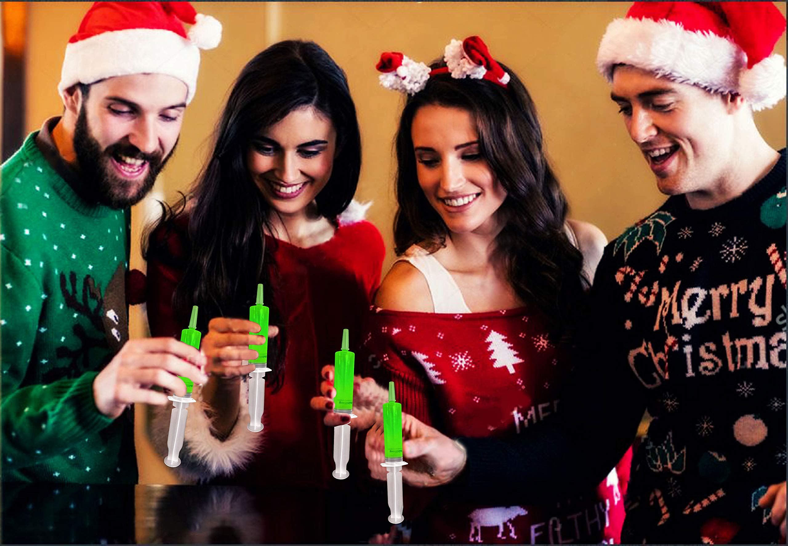 MultiBerg 50 Jello Shot Syringes with (55 Syringe Shots RECIPE'S eBOOK), Creates an Instant Fun Party! Large 1.5-2oz with caps