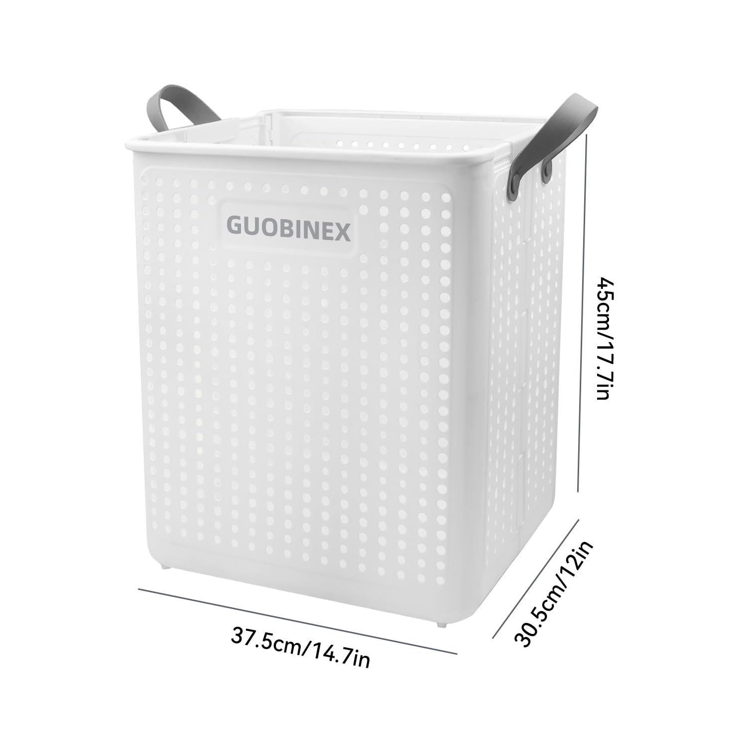 GUOBINEX Foldable Laundry Basket with Handles, Collapsible Laundry Hamper with Breathable Holes, Dirty Clothes Basket - 14.7" x 17.7" x 12"