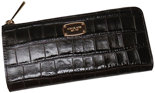 Michael Kors Wallet Bedford Large Three Quarter Zip Leather Dark Chocolate