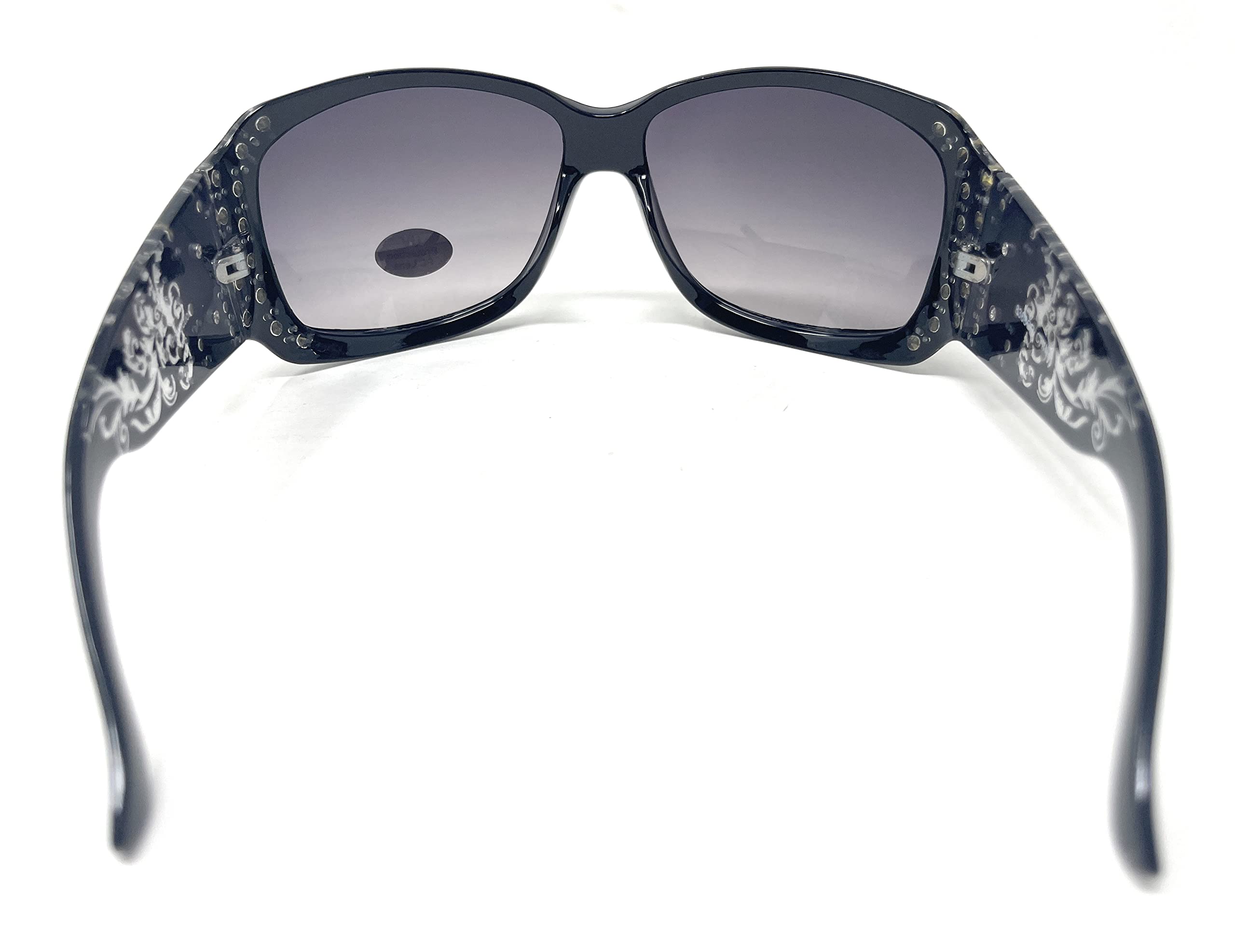 Texas West Women's Sunglasses With Bling Rhinestone UV 400 PC Lens in Multi Concho (Metal Cross Floral Black)