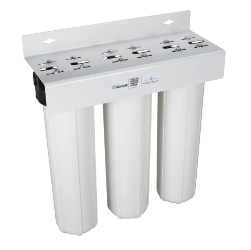 Home Master Whole House Three Stage Water Filtration System with Fine Sediment, Iron and Carbon, Blue