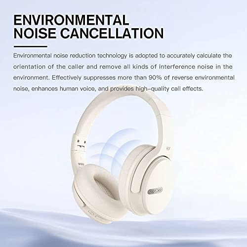 iKF K3-Wireless Bluetooth Headphones Call Noise Canceling Wired Headset Bass Stereo Sound 50 Hours Dual Device Connection for Smartphone Tablet Computer Games, Music(Pink)