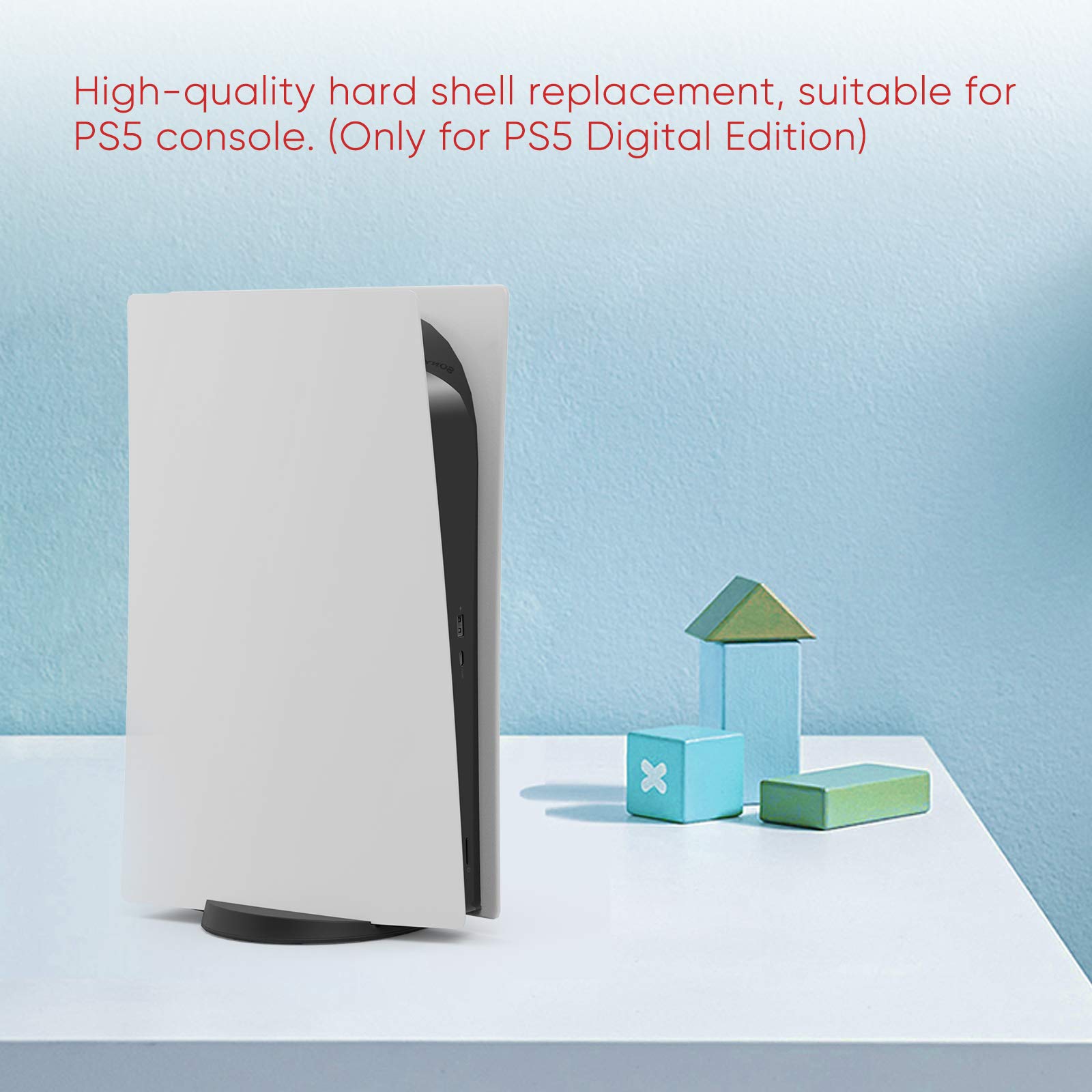 Cover Shell for PS5 - Hard Panels Replacement Plate Shell for Playstation 5 Digital Edition, ABS Anti-Scratch Dustproof Protective Faceplate Gaming Console Accessories for PS5 Console, Silver