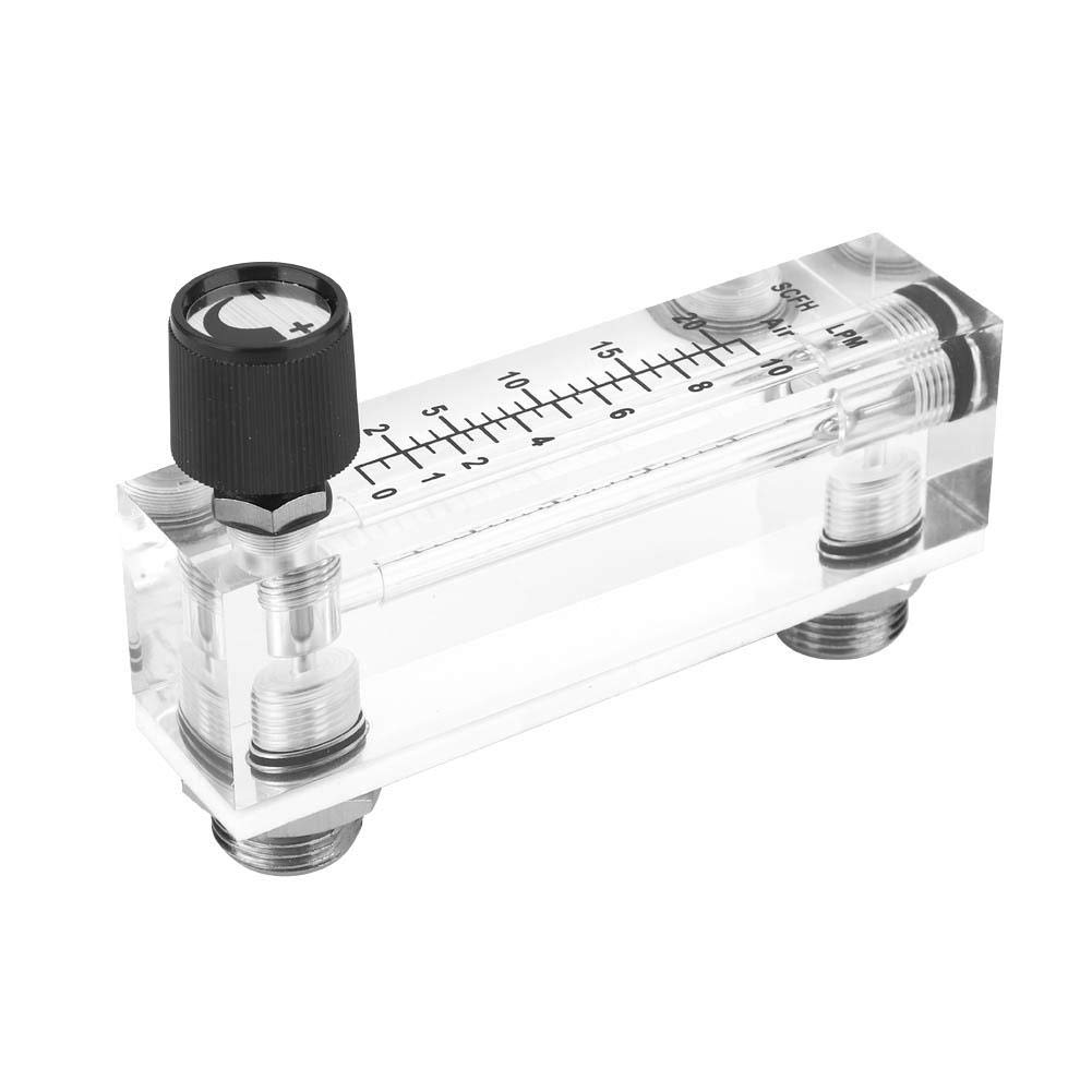 LZM-6T Flowmeter, Acrylic Plexiglass Adjustable Panel Type Gas Flowmeter 1~10LPM 1/4"BSP M18*1.5
