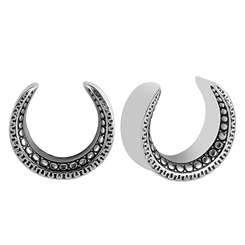 Casvort 2 PCS 8mm (0g) 316 Stainless Steel Vintage Saddle Plugs Ear Gauges Tunnels Piercing Stretchers Saddle Hangers for Weight