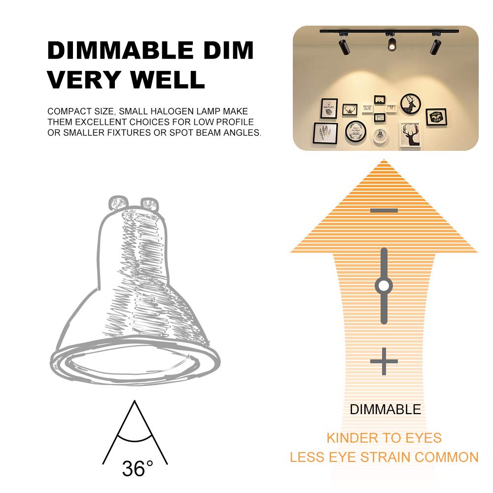 DGE 50W GU10 Halogen Light Bulbs 2 pin, Dimmable 500 Lumen Warm White Bright and Long Lasting Light Bulb, 3Packs,1 Pcs GU10 Adapters