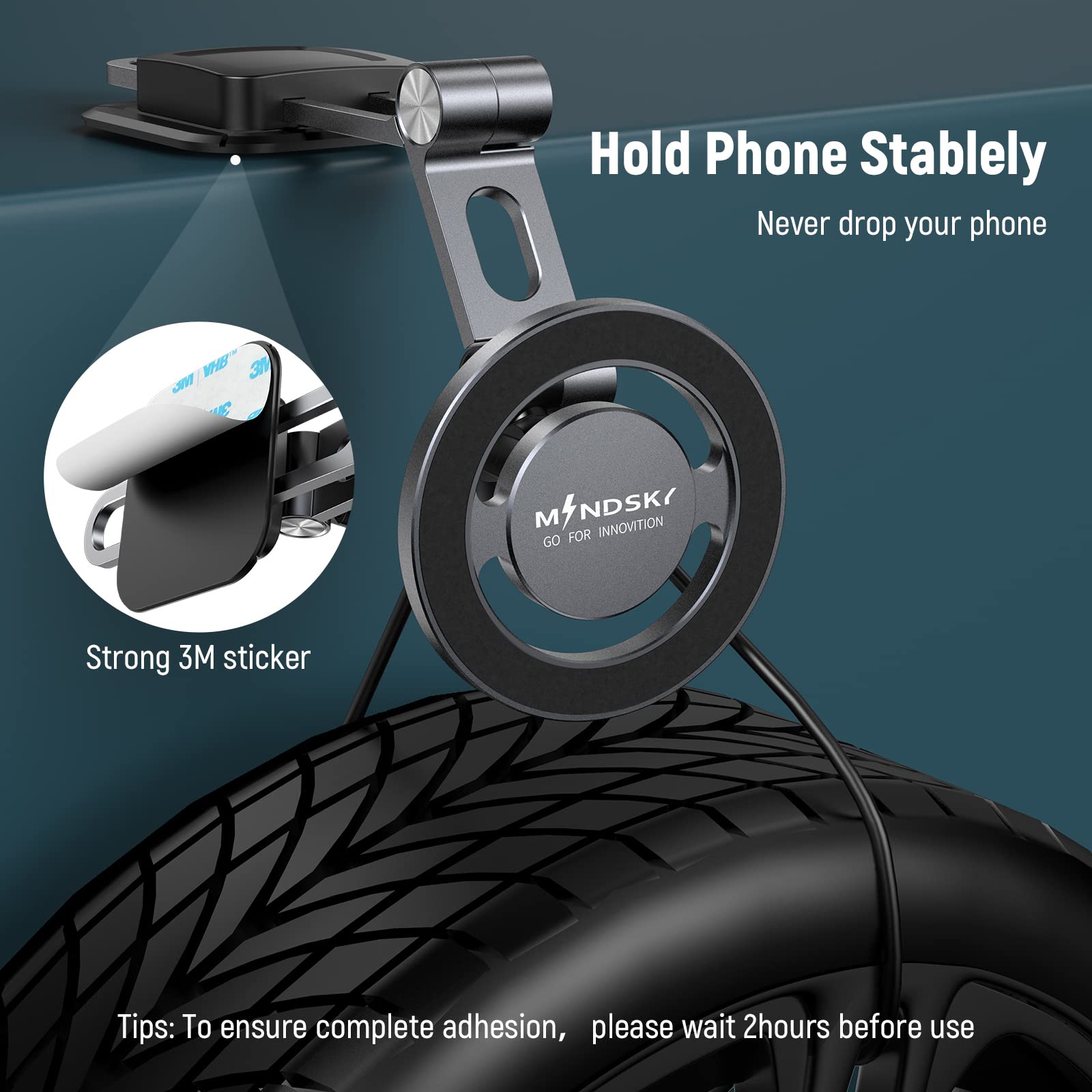 Mindsky Magnetic Phone Mount Compatible with Mag-Safe for Tesla 3 / Y/S/X Accessories Cellphone Holder for Car Screen/Dashboard