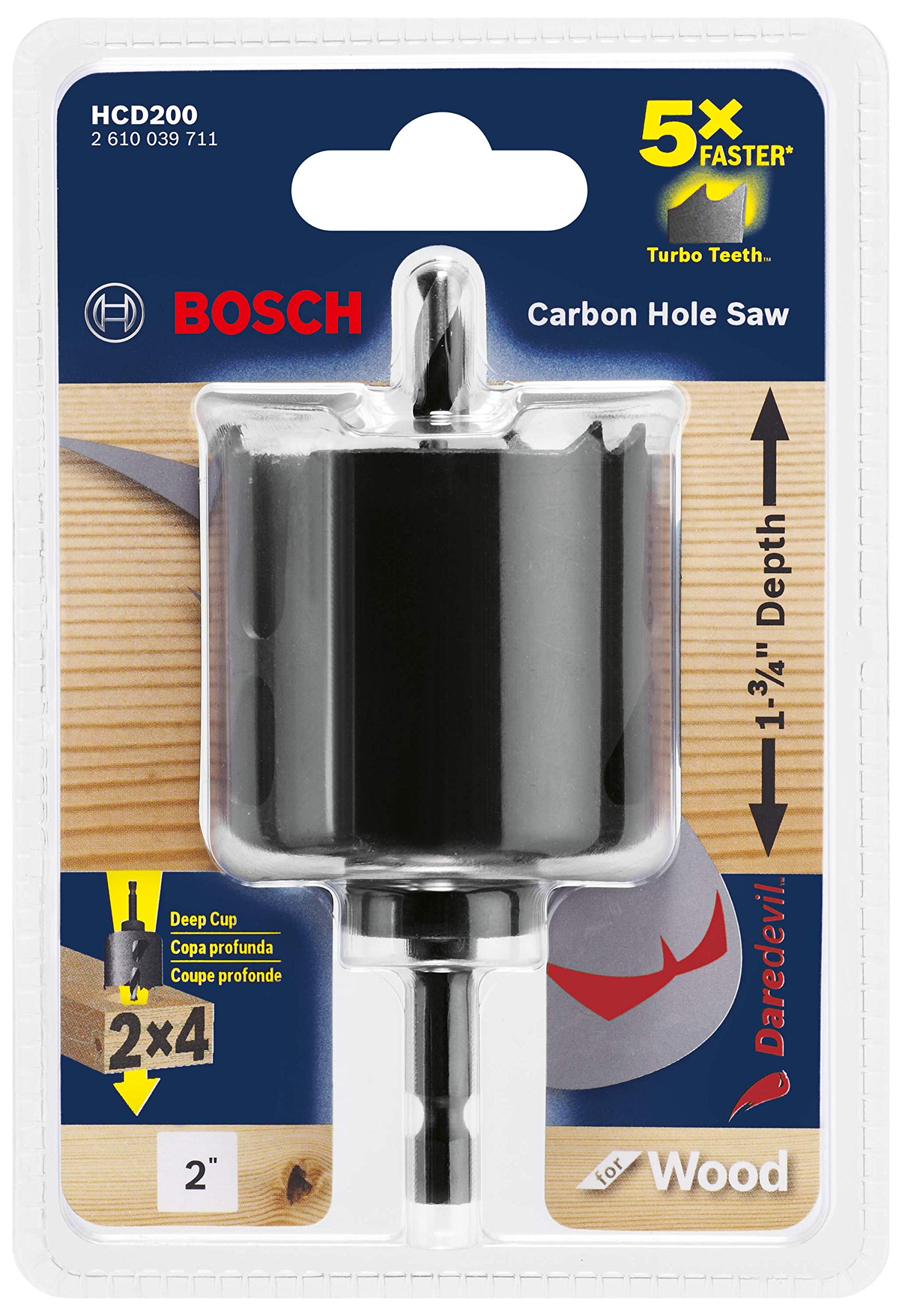 Bosch HCD200 2 in. Daredevil Wood Hole Saw with Arbor