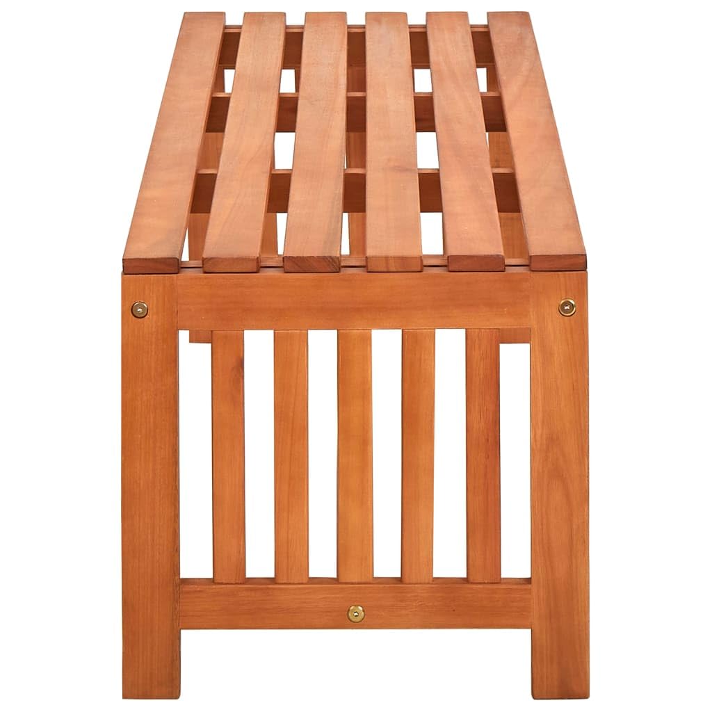 vidaXL 51.2" Weather-Resistant Solid Eucalyptus Wood Patio Bench, Easy-to-Clean Outdoor Garden Furniture with Natural Finish