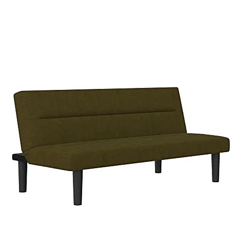 DHP Elm Convertible Living Room Sofa Bed and Couch Linen Futon, Green