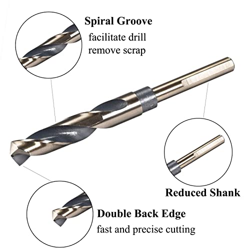TA-VIGOR 20mm Reduced Shank Twist Drill Bits with 10mm Shank- Perfect for Drilling Steel,Copper,Aluminum Alloy-Made of High Speed Steel 4341