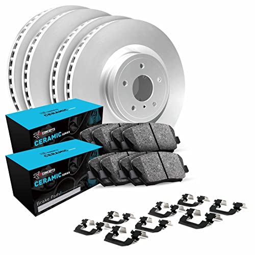 R1 Concepts Front Rear Brakes and Rotors Kit |Front Rear Brake Pads| Brake Rotors and Pads| Ceramic Brake Pads and Rotors |Hardware Kit|fits 2017-2020 Subaru BRZ; Toyota 86