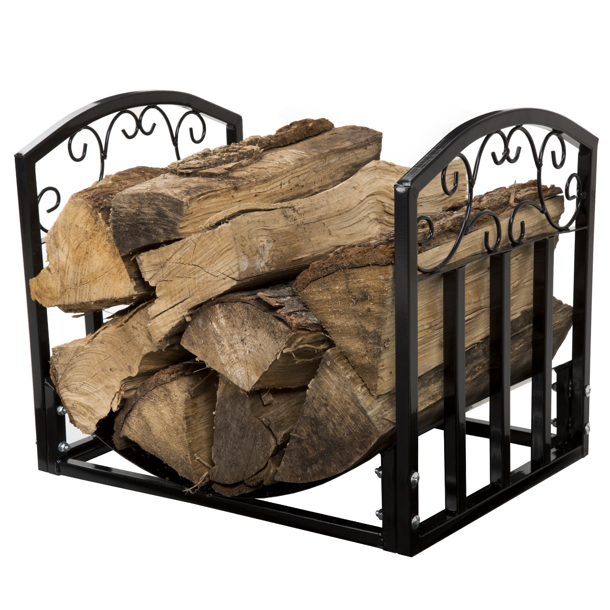 Pure Garden 50-126 Log Storage Rack-Metal Firewood Holder, Black