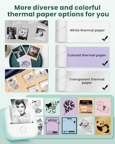 LabelCreate T02 Mini Sticker Thermal Printer, Portable Pocket Sticker Maker Machine, Mobile Phone Picture Printer Compatible with iOS & Android, for Pet Stickers, Kids Birthday, Children, Green