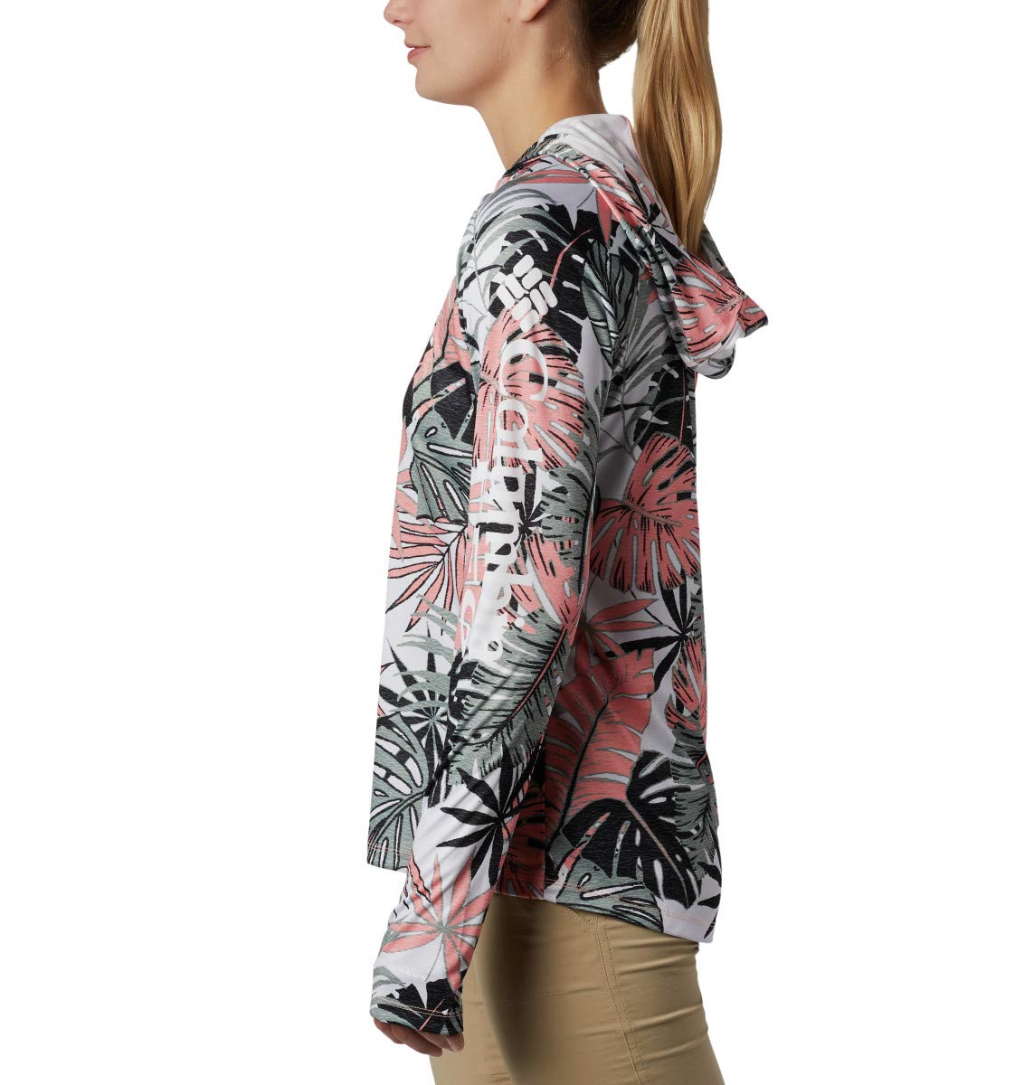 Columbia Women's Super Tidal Tee Hoodie, Tiki Pink Tropical Print, Large