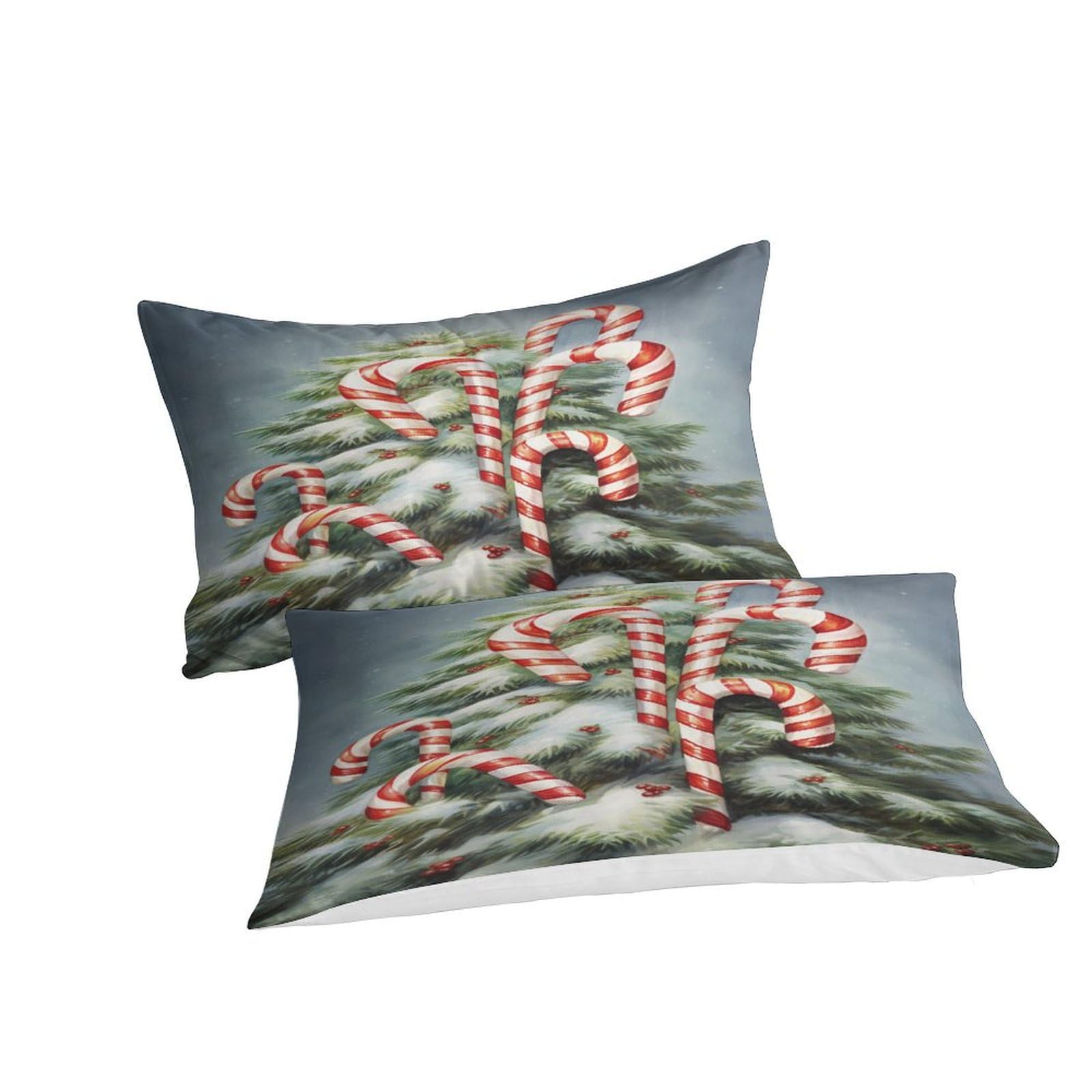 JALYKA Candy Canes Comforter Cover Bedding Sets for Girls Boys Teens 3D Print Christmas Theme Duvet Cover Sets Microfiber 3 Piece Quilt Cover Room Decor with Pillowcases Zipper Queen(228x228cm)