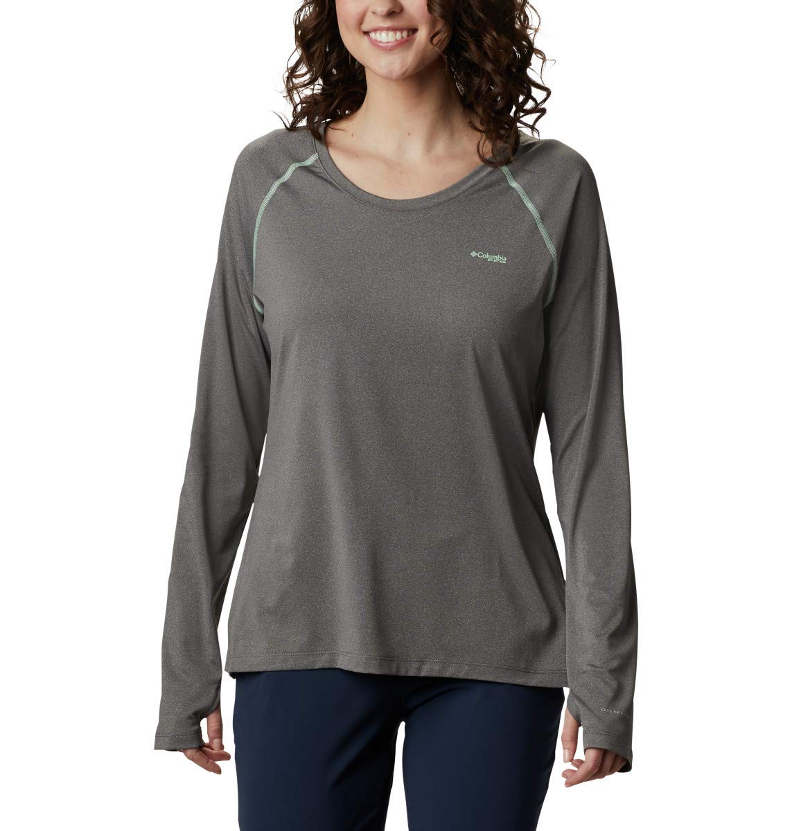 Columbia Women's Standard Tamiami Heather Knit Long Sleeve, City Grey/New Mint, X-Small