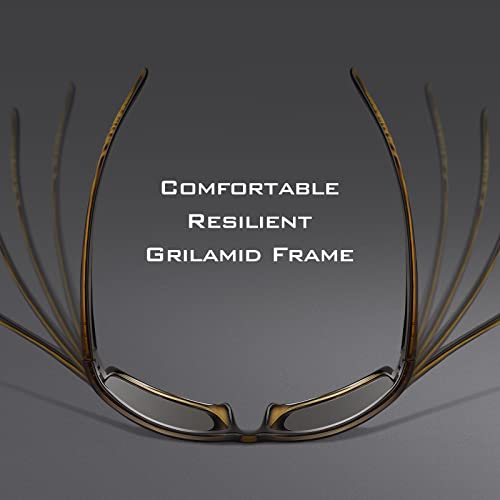 KastKing Skidaway Polarized Sport Sunglasses for Men and Women, Gloss Tal Brown Frame, Smoke - Ocean Mirror