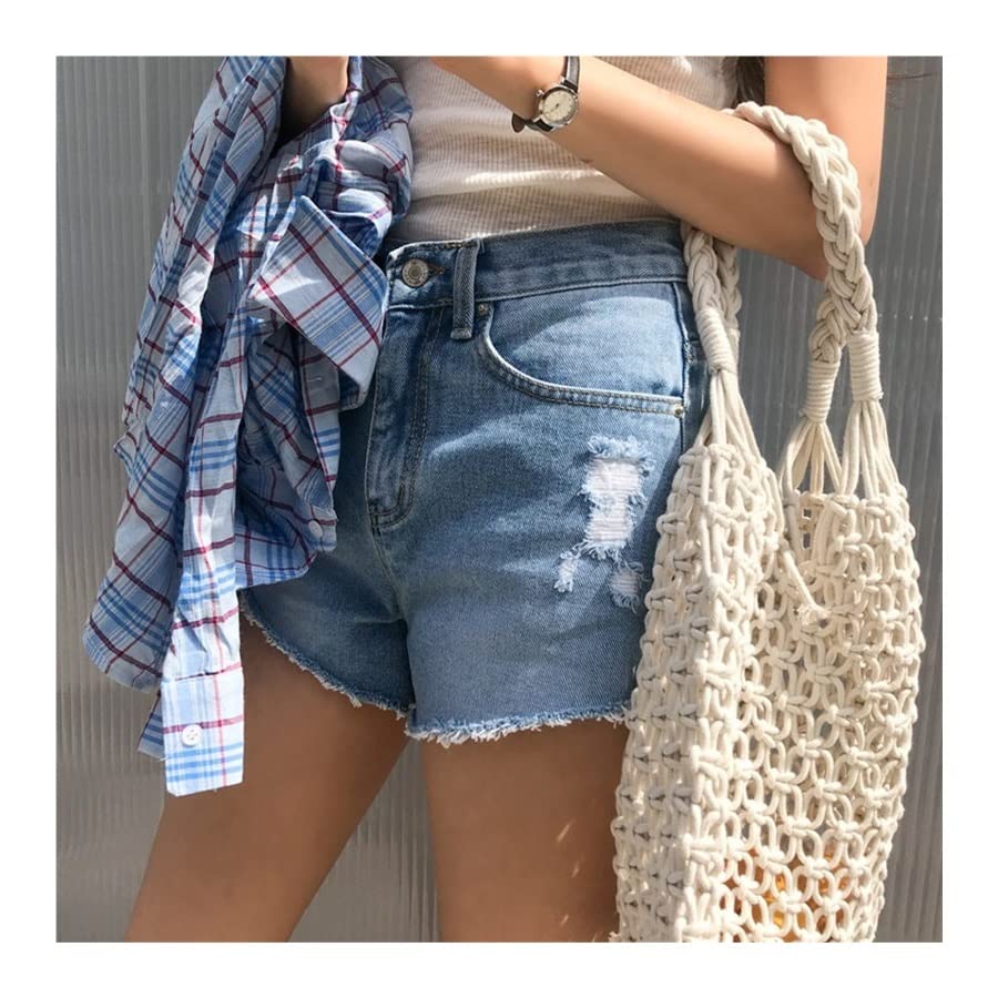 FZZDP Summer Beach Bucket Cotton Hollow Out Casual Solid Hollow Out Soft High-Capacity Shoulder Bag Handbag (Color : E, Size : 1)